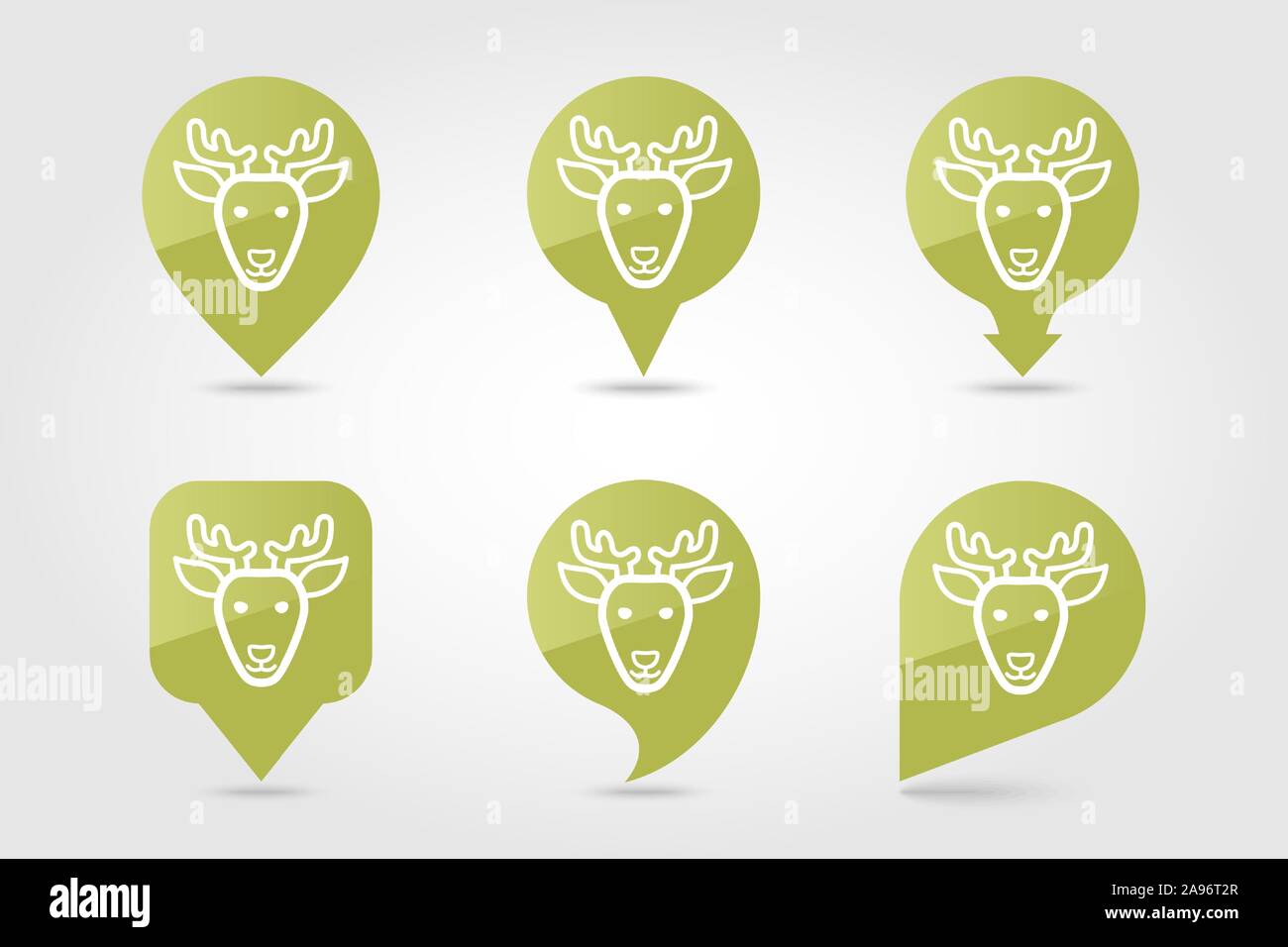 Deer flat pin map icon. Map pointer. Map markers. Animal head vector ...