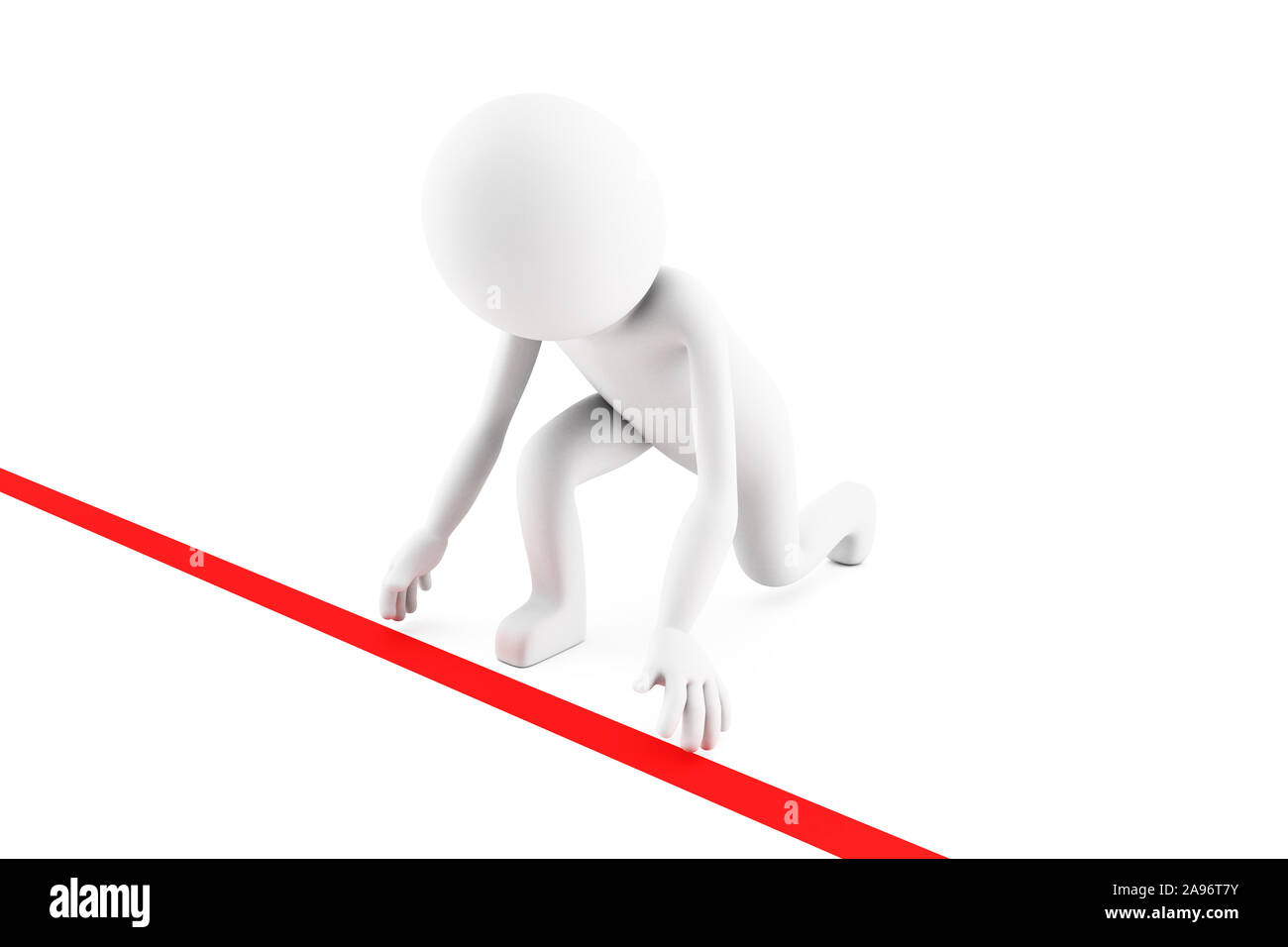 3D Man is about To start a race against white background. High quality ...