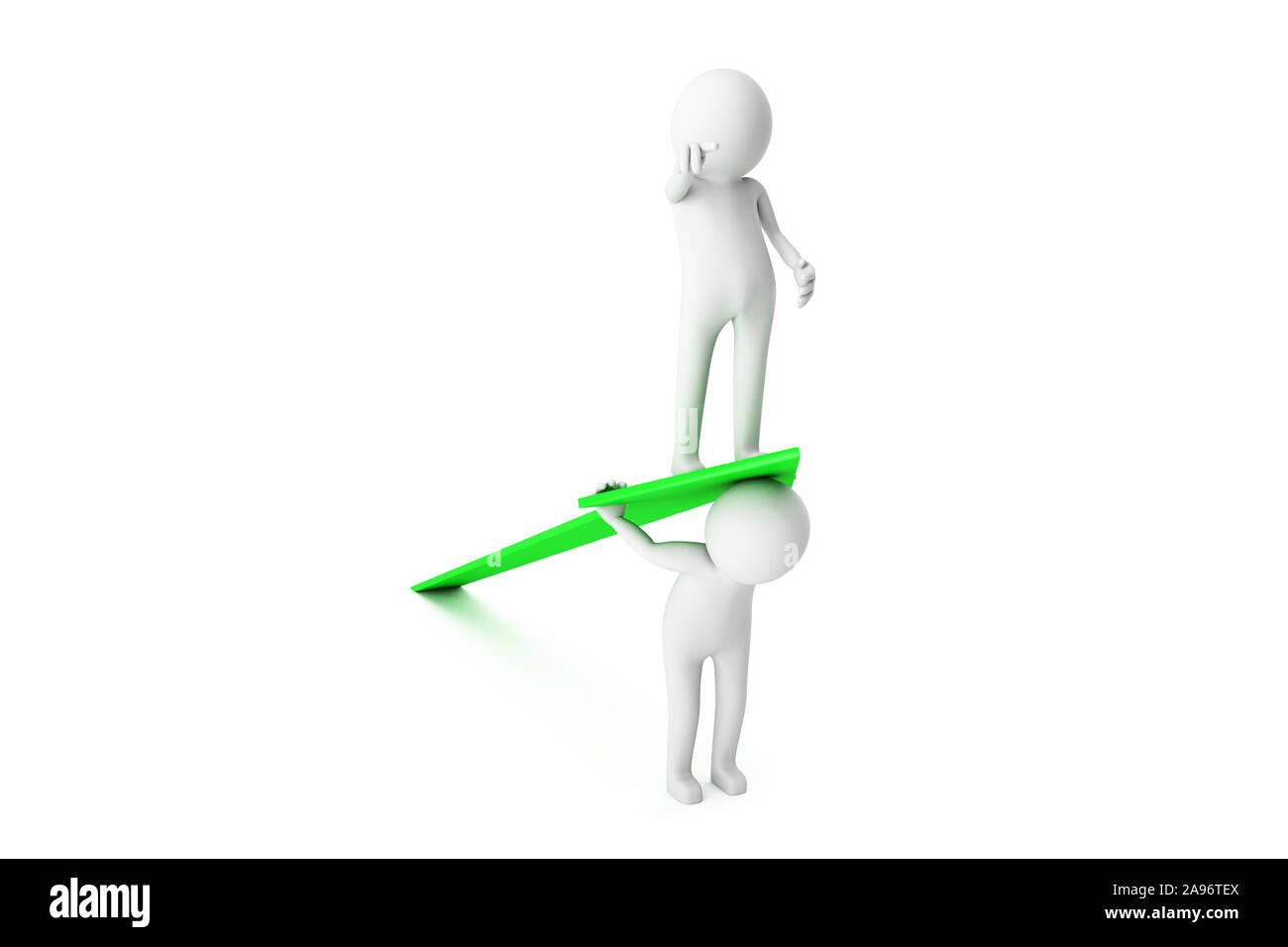 3D Man is pointing a business target while standing over another man on ...