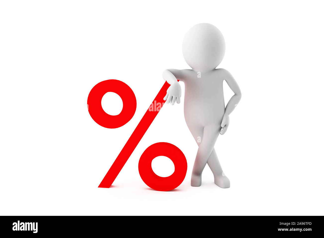 3D Man is posing with a percentage sign on a white background. High ...