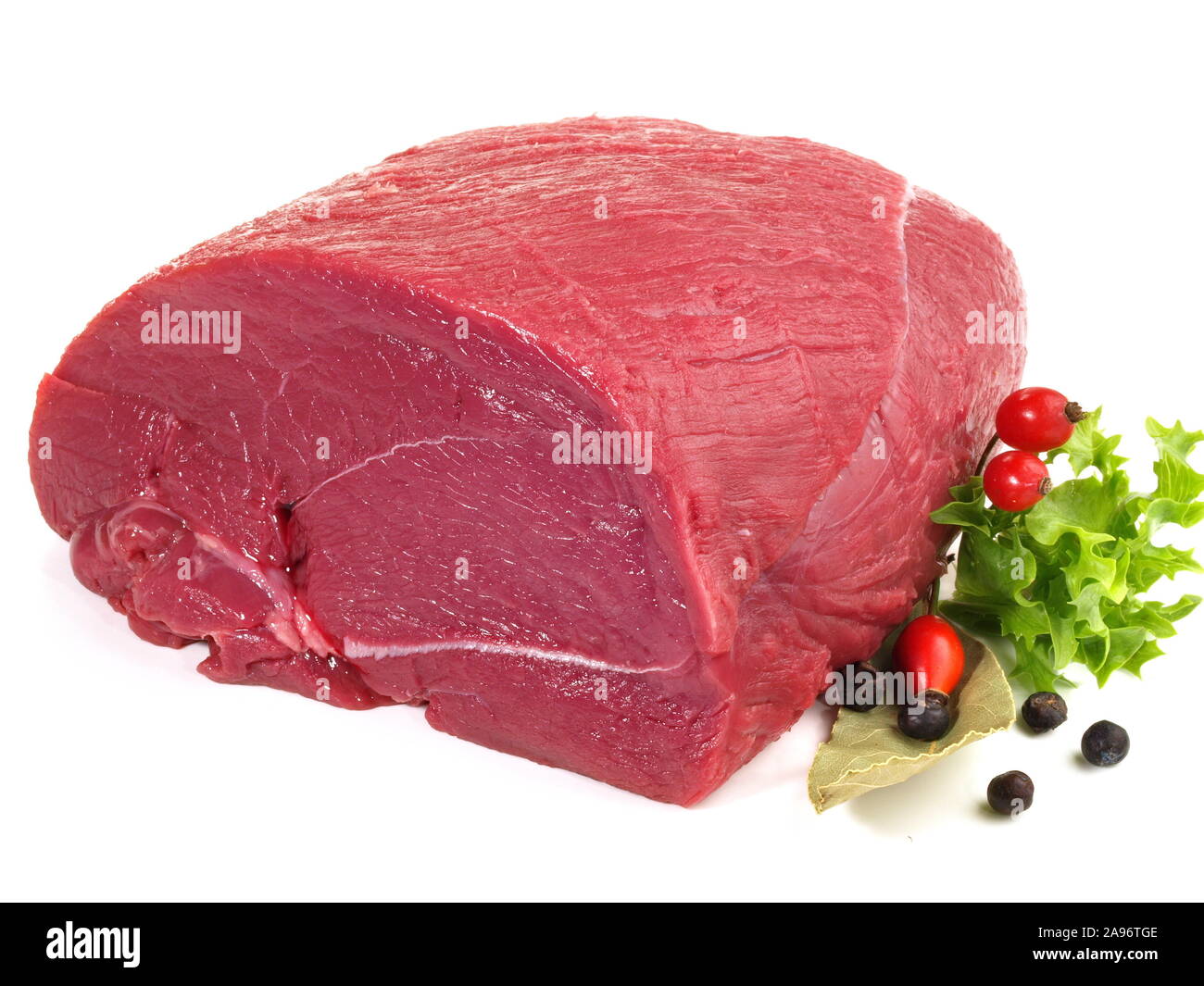 Deer Haunch - Wild Game Meat on white Background Stock Photo - Alamy