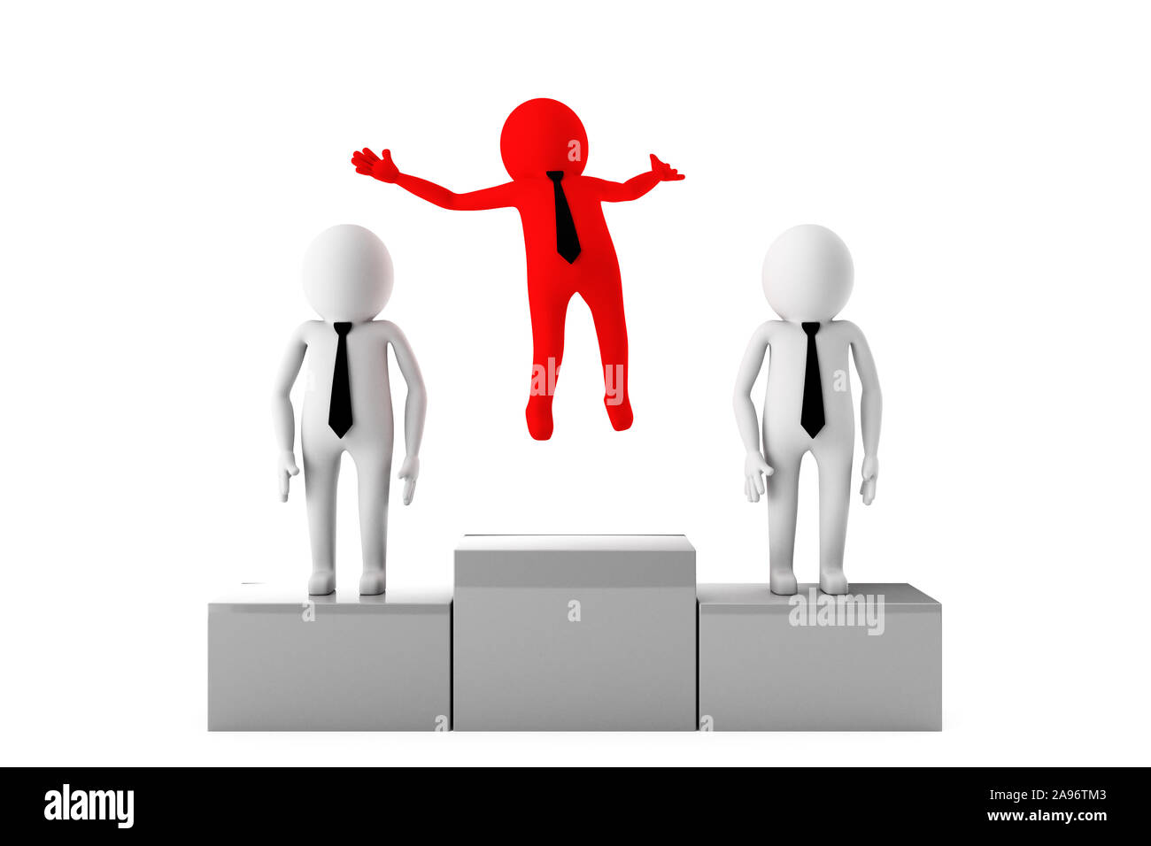 3D Man is winning a competition against other contestants on platform ...