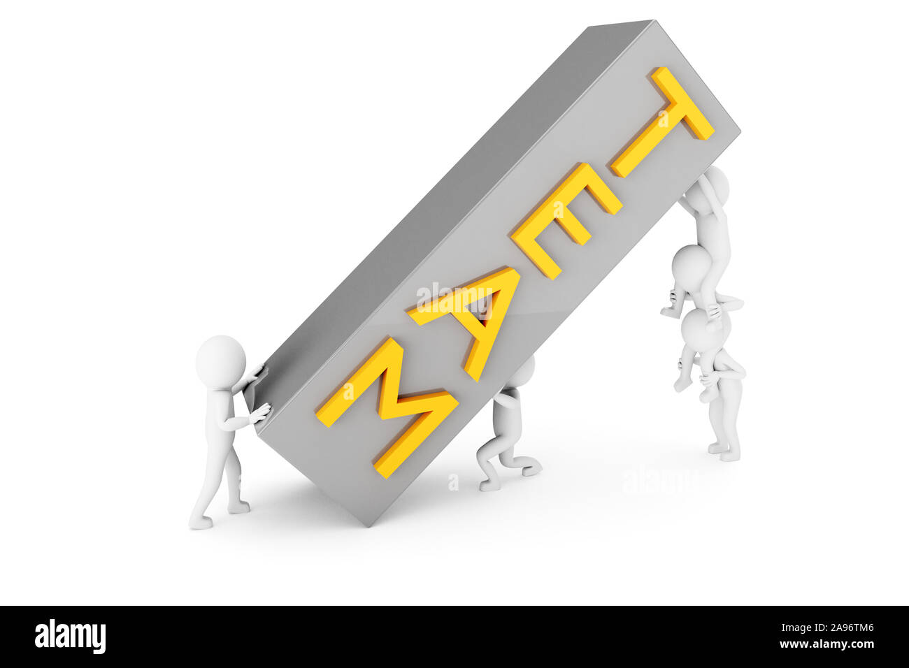 3D Men are putting Up TEAM sign on a white background. High quality 3D ...