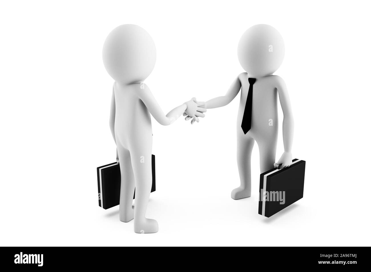 3D Men are closing a business deal on a white background. High quality ...