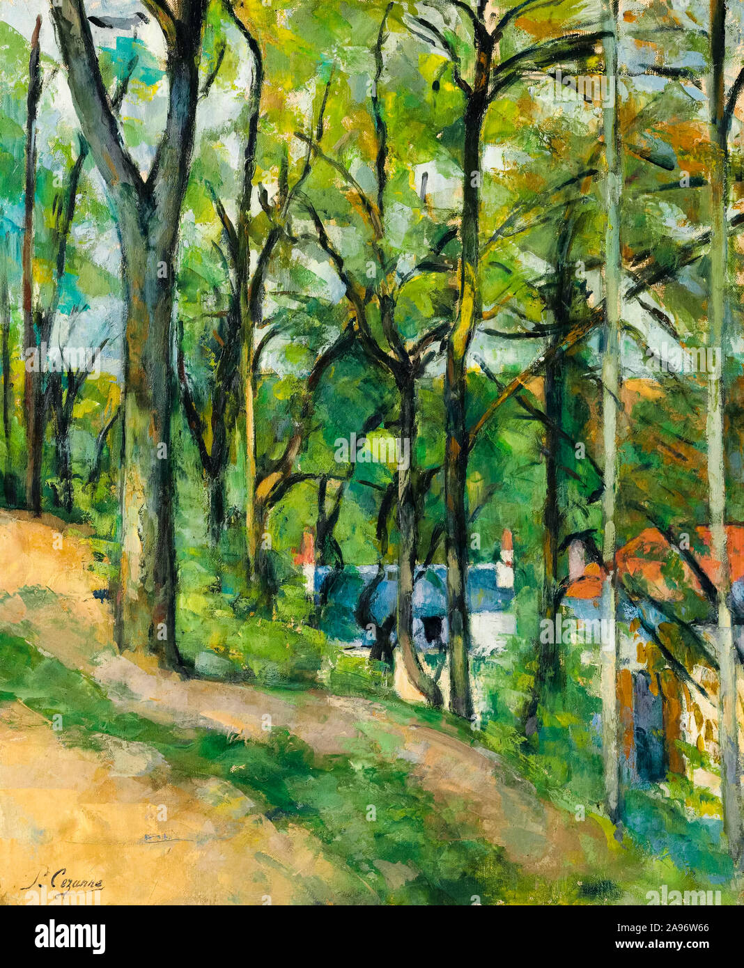 Paul Cezanne, La côte Saint-Denis à Pontoise, landscape painting, circa ...