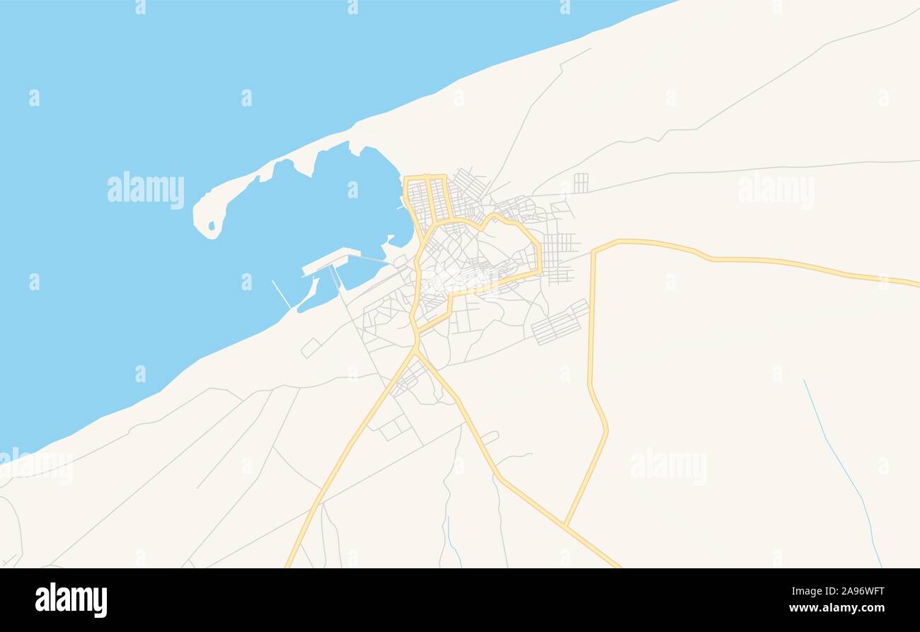 Printable street map of Berbera, Somalia. Map template for business use ...