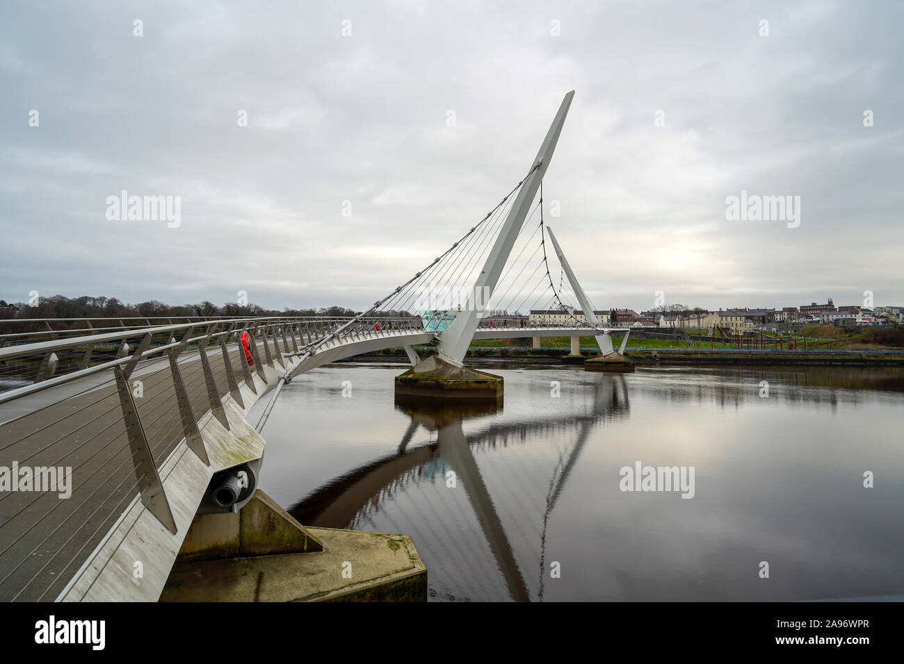 The Peace Bridge a cycle and foot bridge across the River Foyle in ...