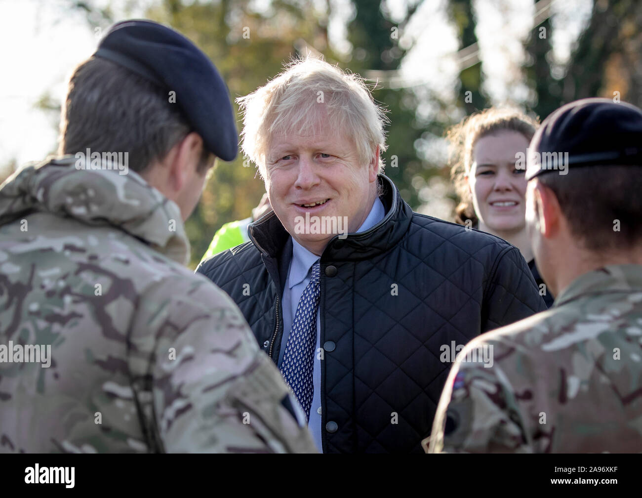 Prime Minister Boris Johnson chats to members of the Light Dragoons ...