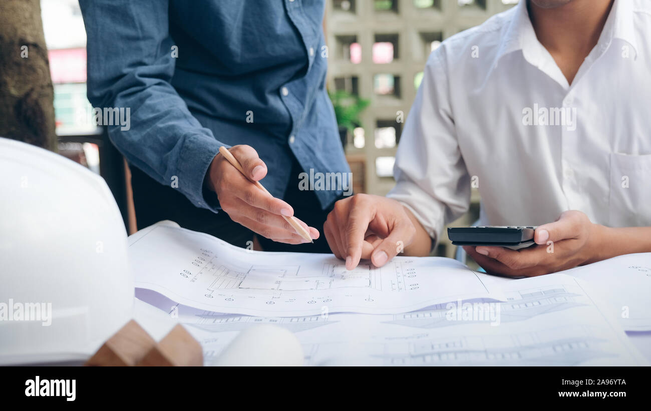 Image of engineer meeting for architectural project working with ...