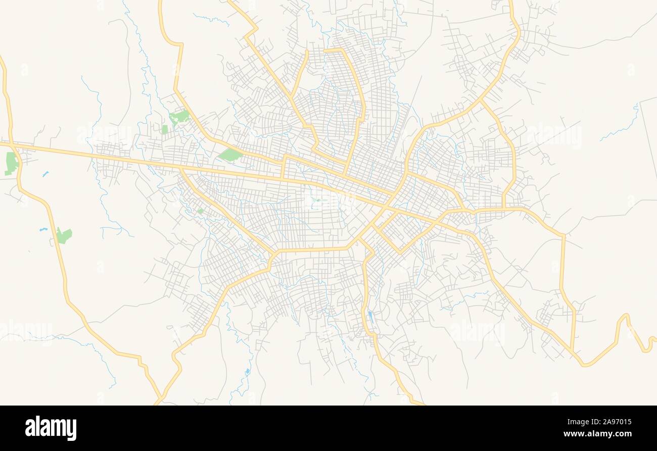 Printable street map of Beni, DR Congo. Map template for business use ...