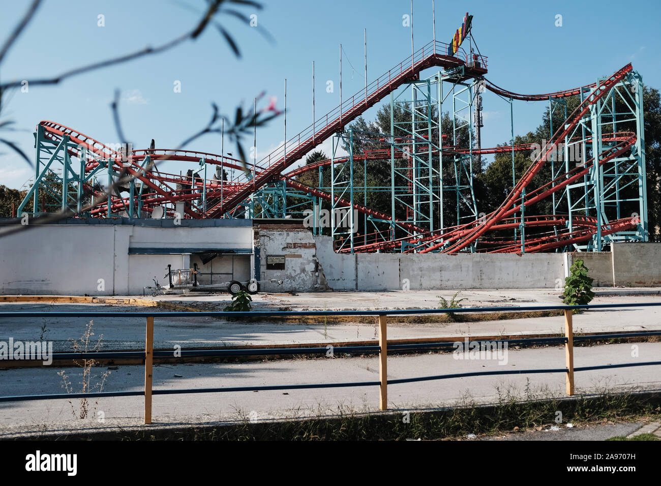 Abandoned amusement funfair park rollercoaster attraction in Vienna ...