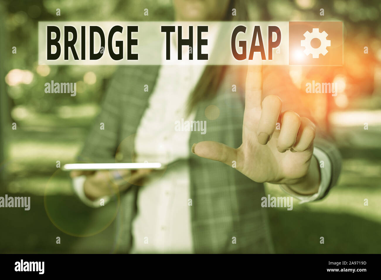 Writing note showing Bridge The Gap. Business concept for Overcome the ...