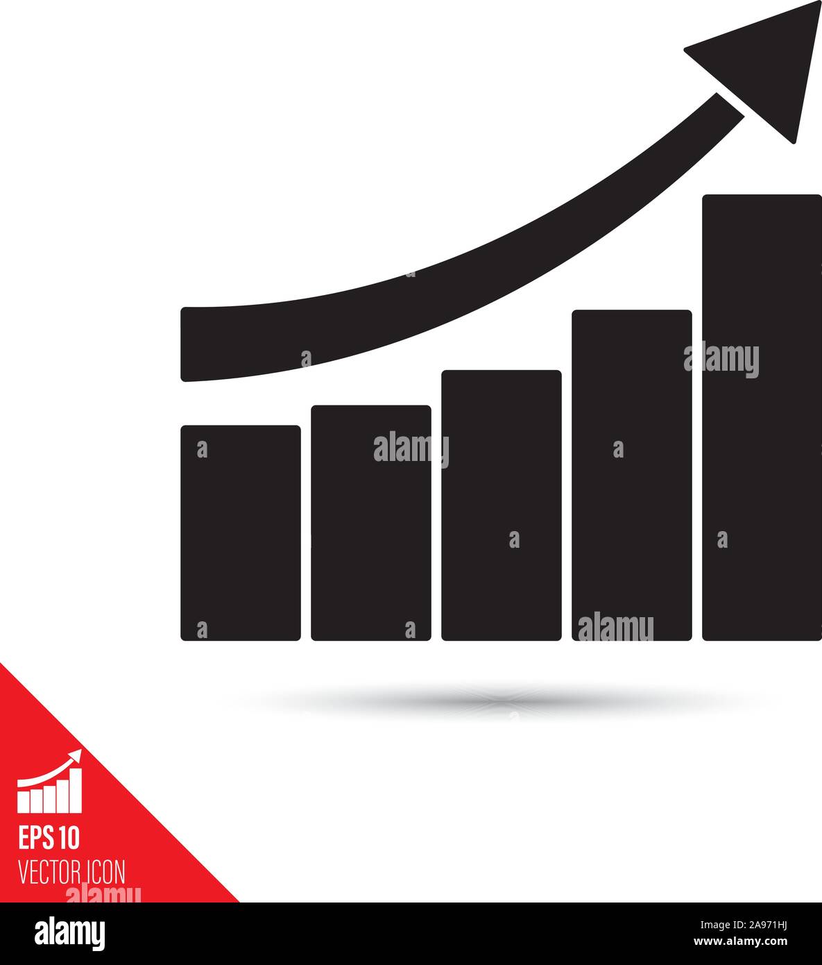 Upward bar graph and rising arrow glyph icon. Success symbol vector illustration Stock Vector ...