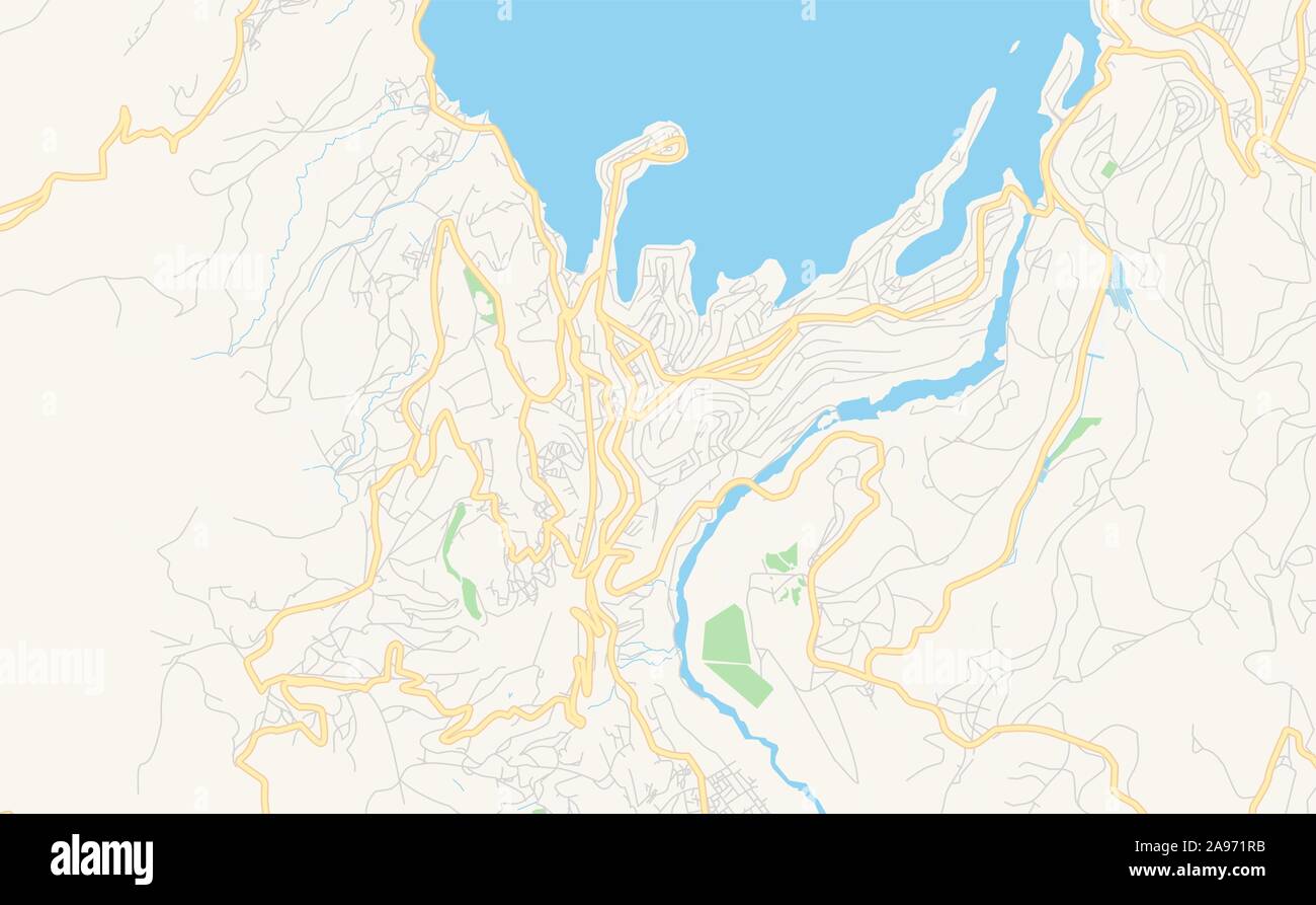 Printable street map of Bukavu, DR Congo. Map template for business use ...