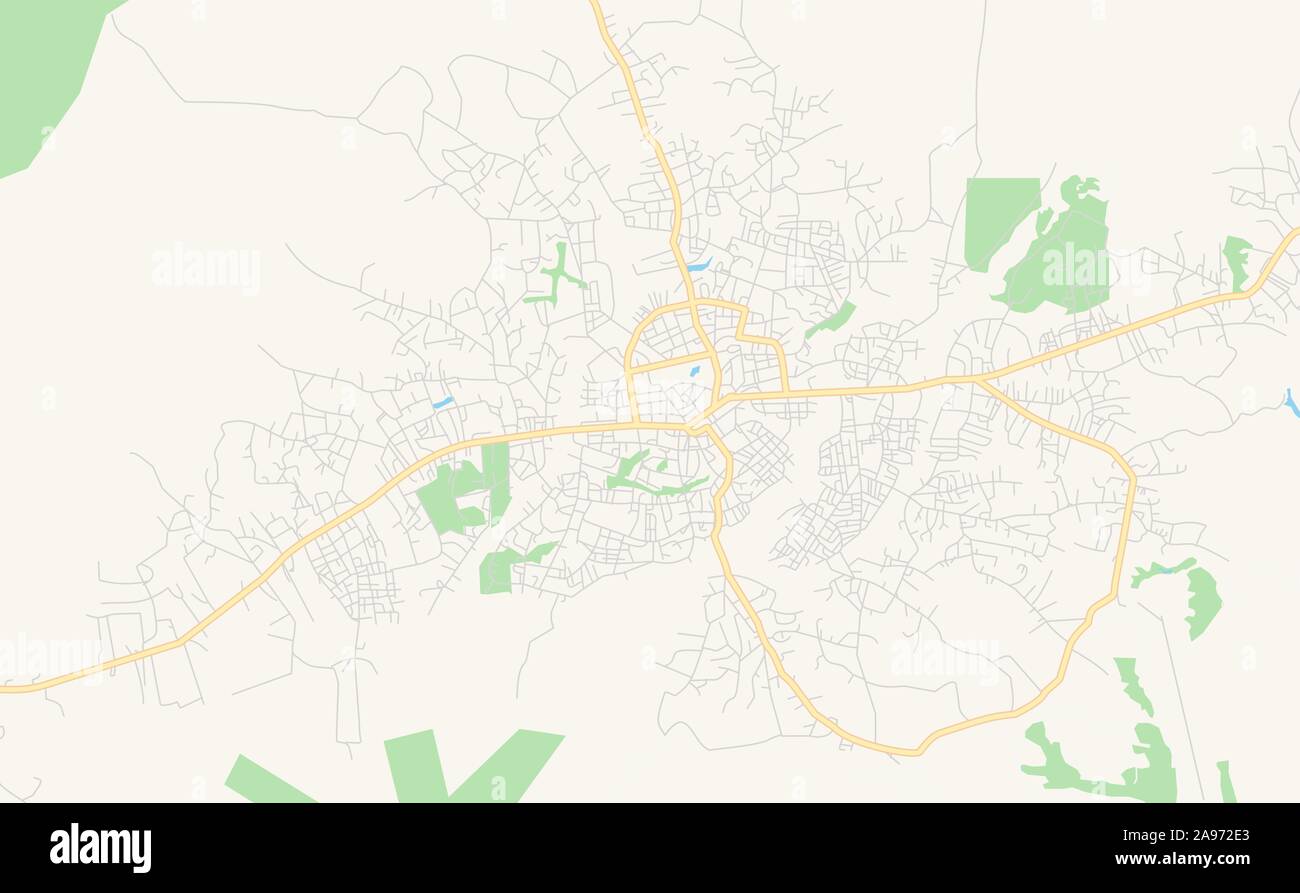 Printable street map of Bertoua, Cameroon. Map template for business ...