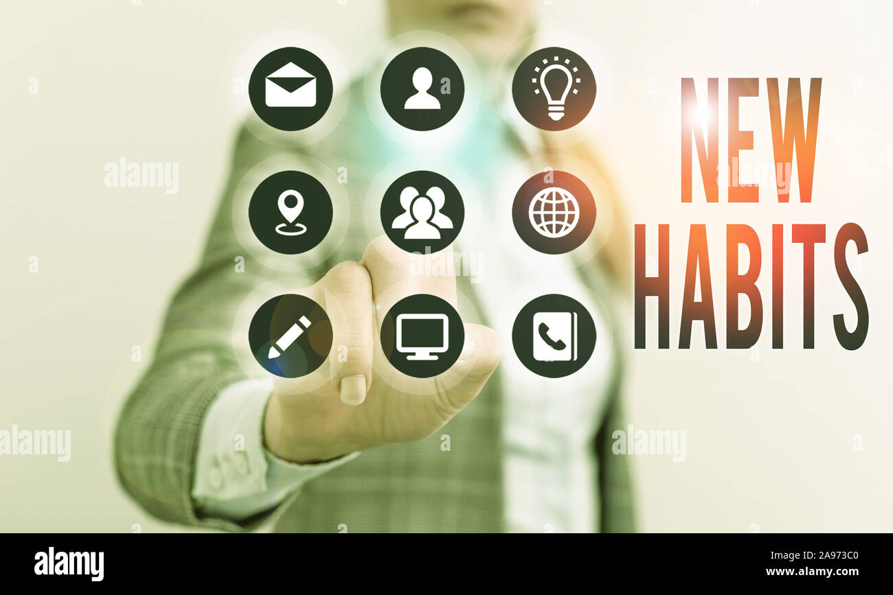 Writing note showing New Habits. Business concept for change the ...