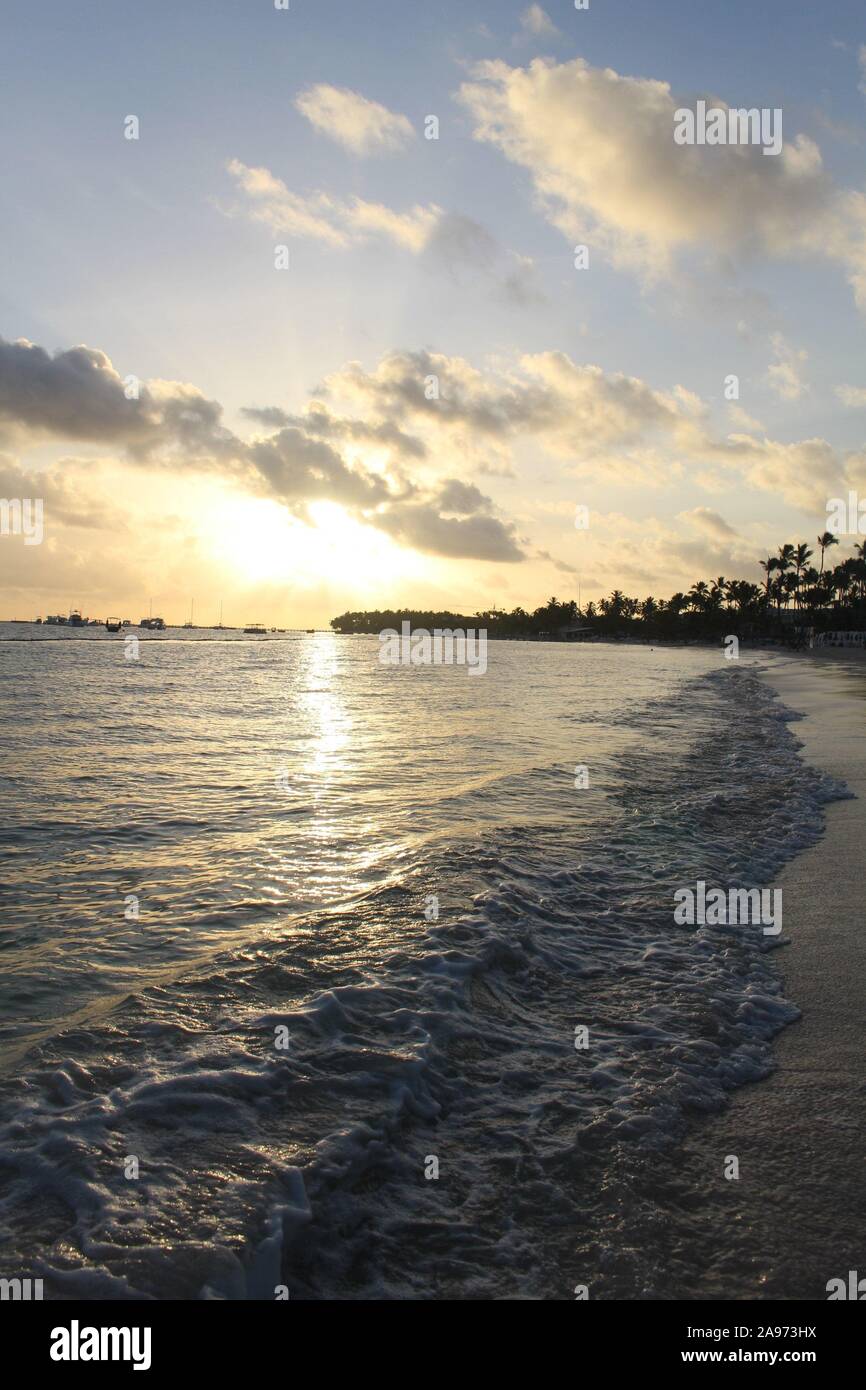 sunset on the beach in Punta Cana Dominican Republic Stock Photo - Alamy