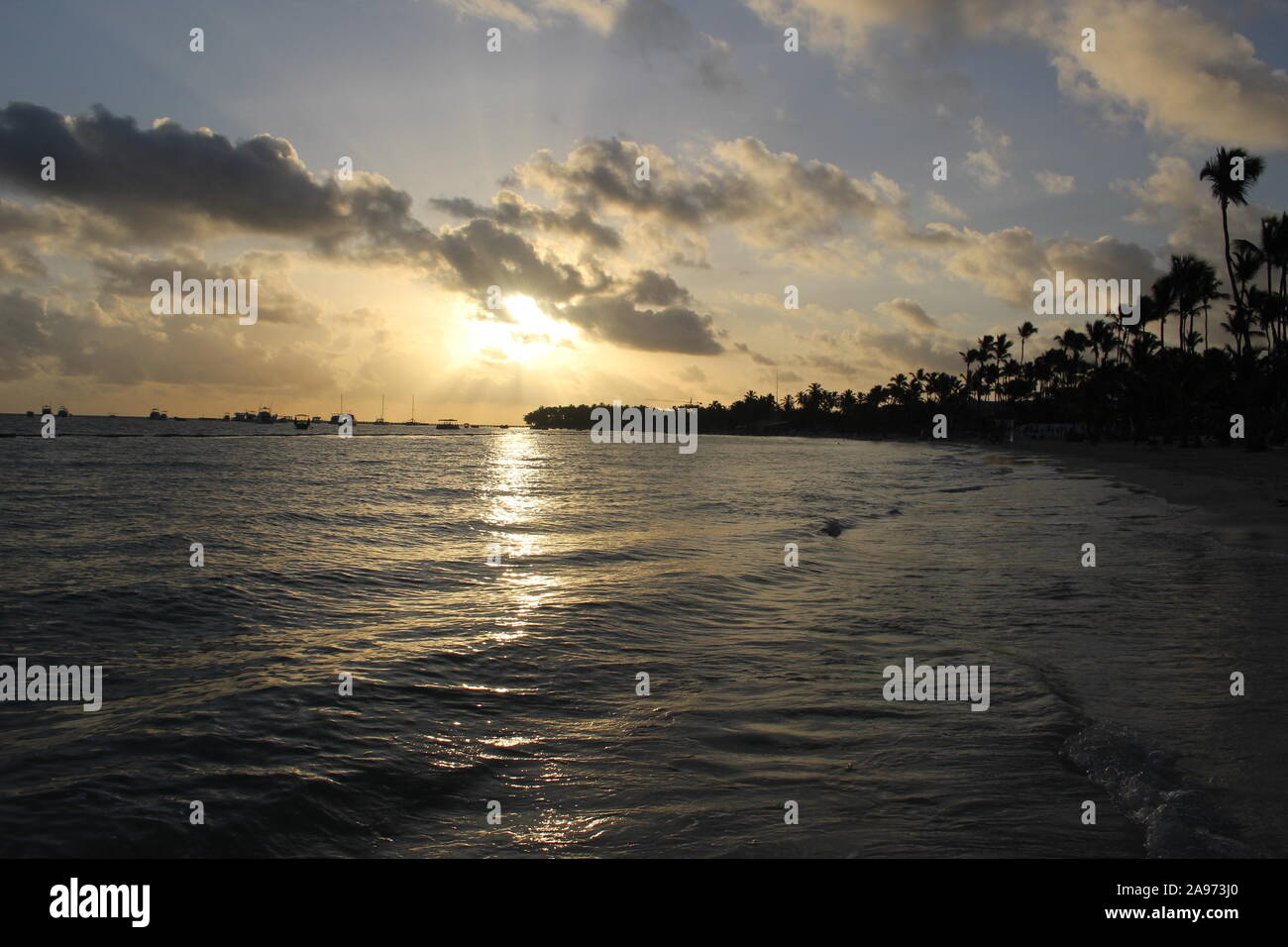 sunset on the beach in Punta Cana Dominican Republic Stock Photo - Alamy