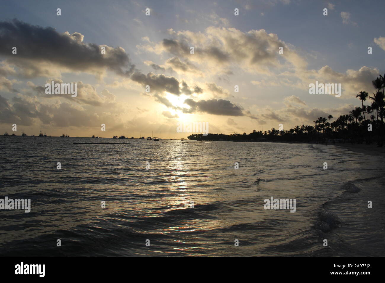 sunset on the beach in Punta Cana Dominican Republic Stock Photo - Alamy