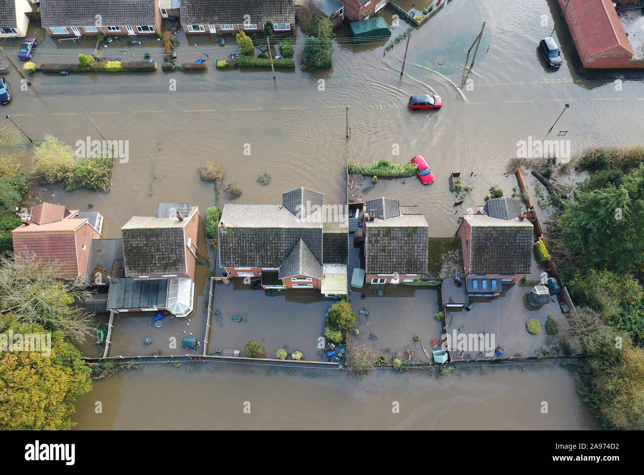 The flood water at Fishlake, in Doncaster, South Yorkshire, as parts of ...