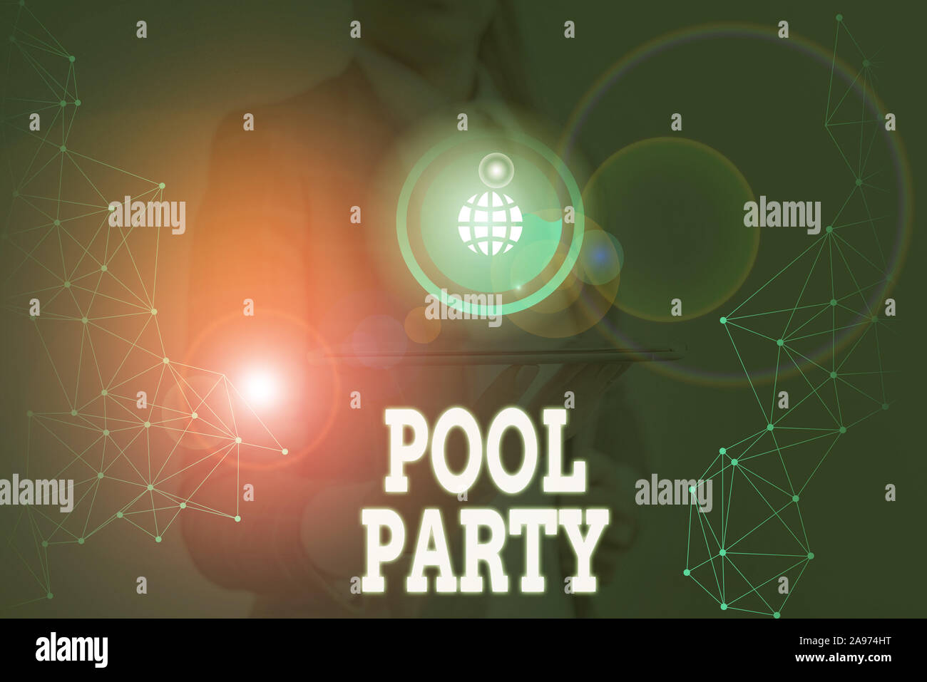 Writing note showing Pool Party. Business concept for celebration that ...