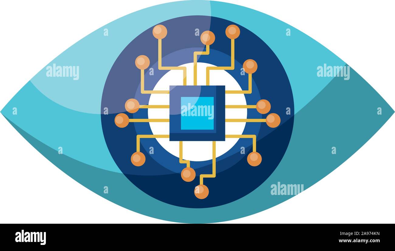 eye and motherboard icon design, Digital technology communication ...