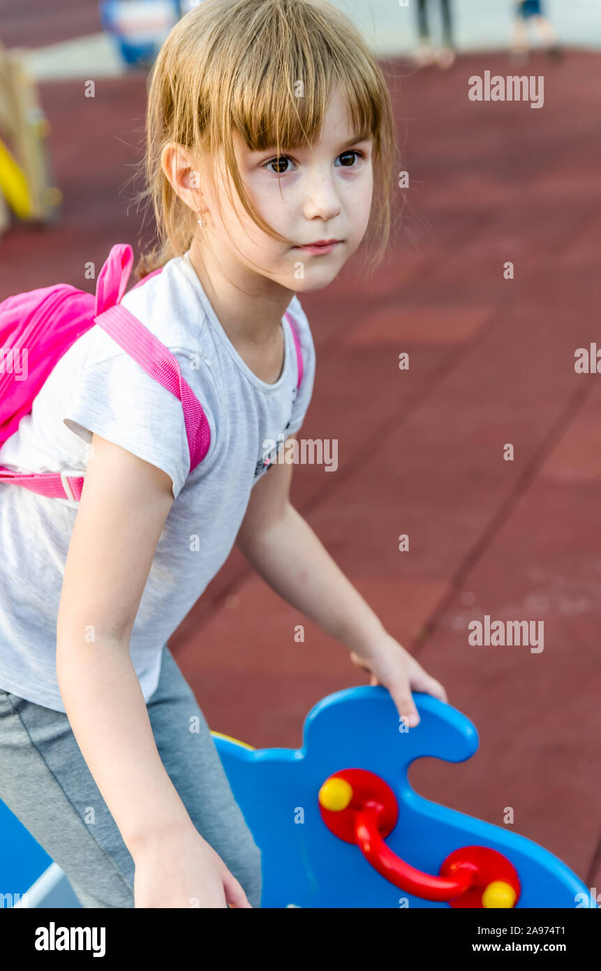 Little cute girl on a walk. portrait Stock Photo - Alamy