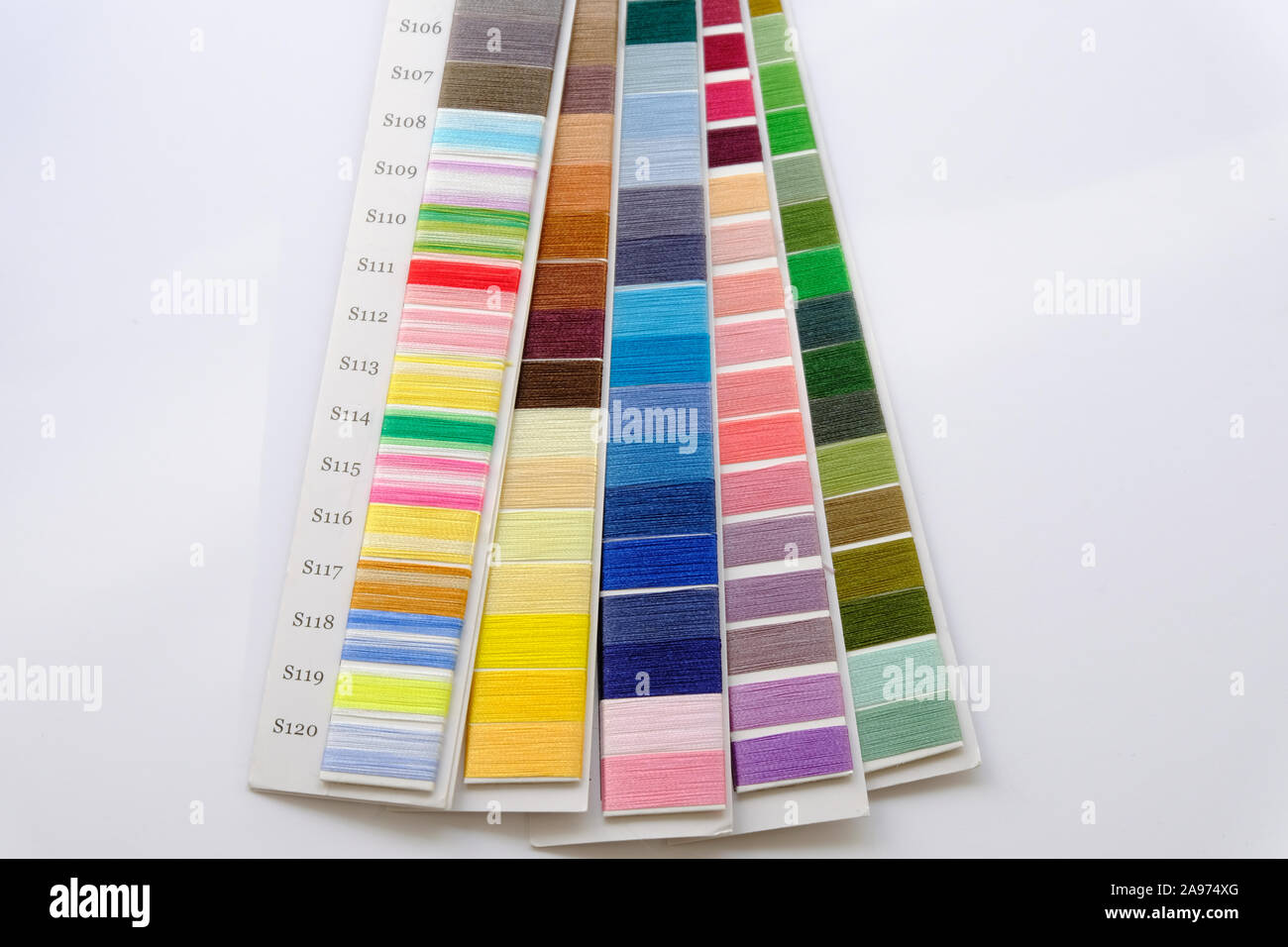 Sample card of Machine Embroidery Thread Colours Stock Photo - Alamy