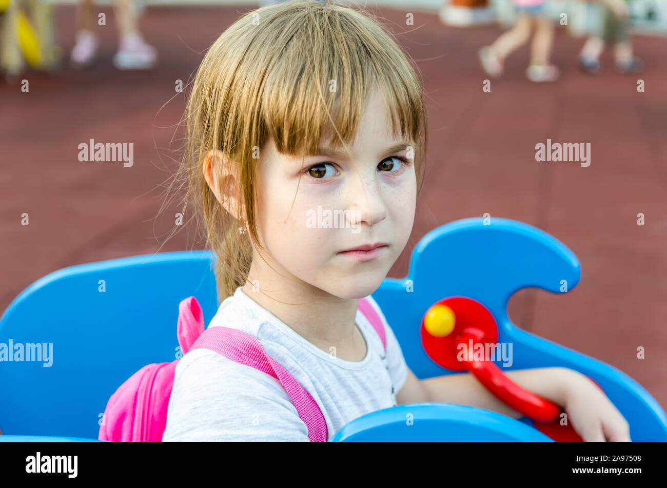 Little cute girl on a walk. portrait Stock Photo - Alamy