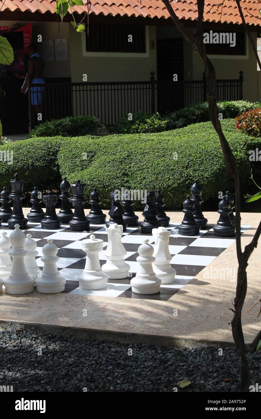 Giant chess set at beaches in punta cana dominican hi-res stock ...