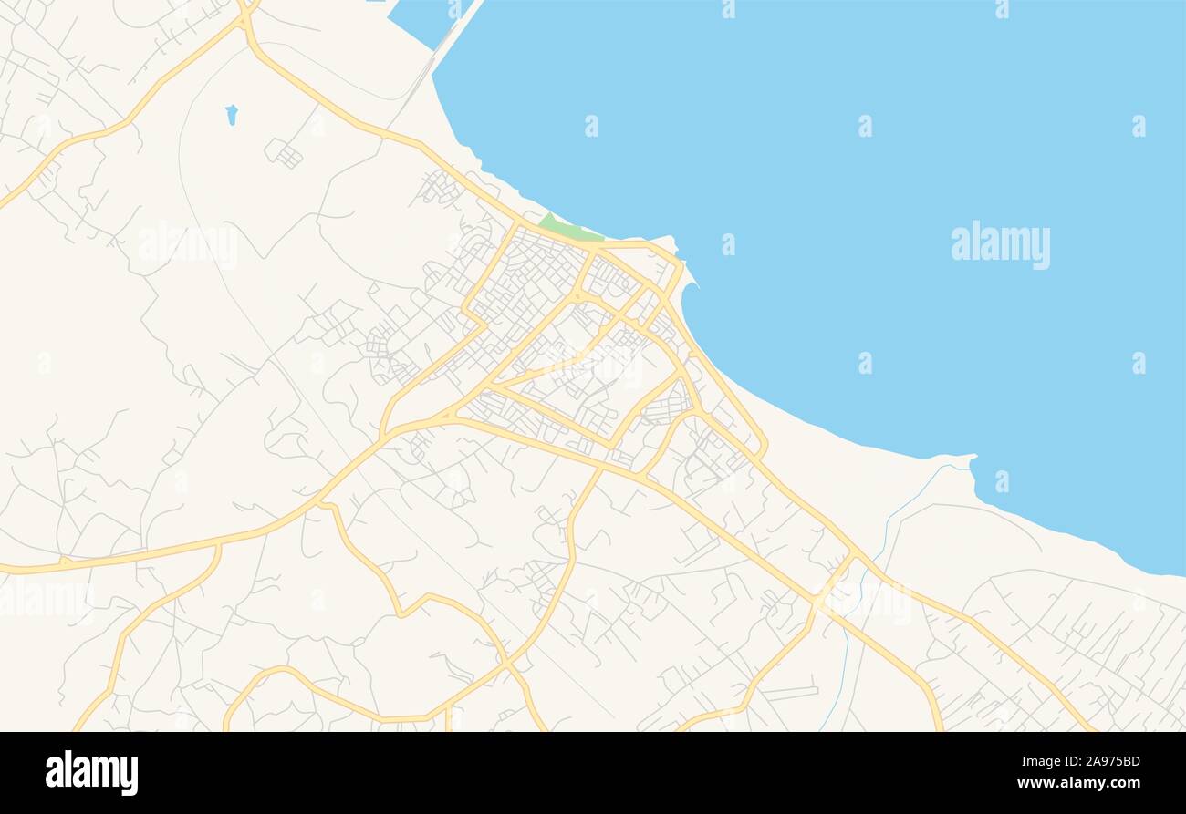 Printable street map of Al Khums, Libya. Map template for business use ...