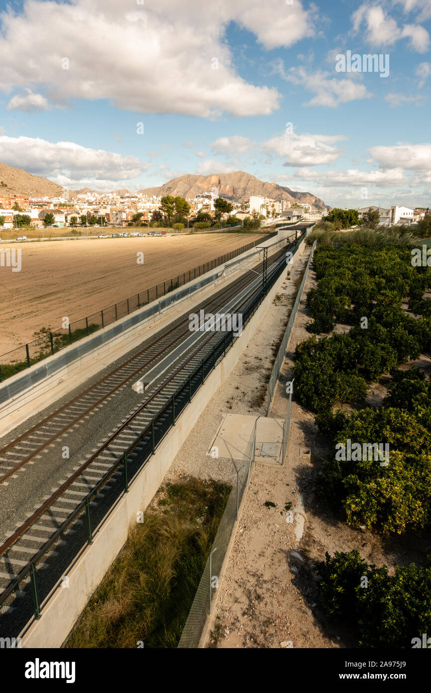 Railway line in Spain Stock Photo - Alamy