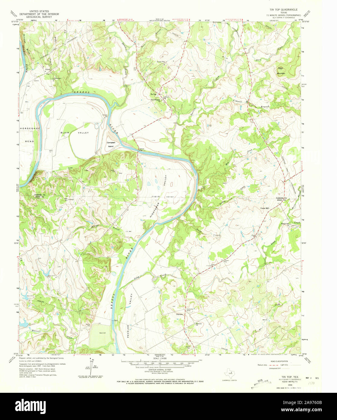 USGS TOPO Map Texas TX Tin Top 121752 1959 24000 Restoration Stock ...