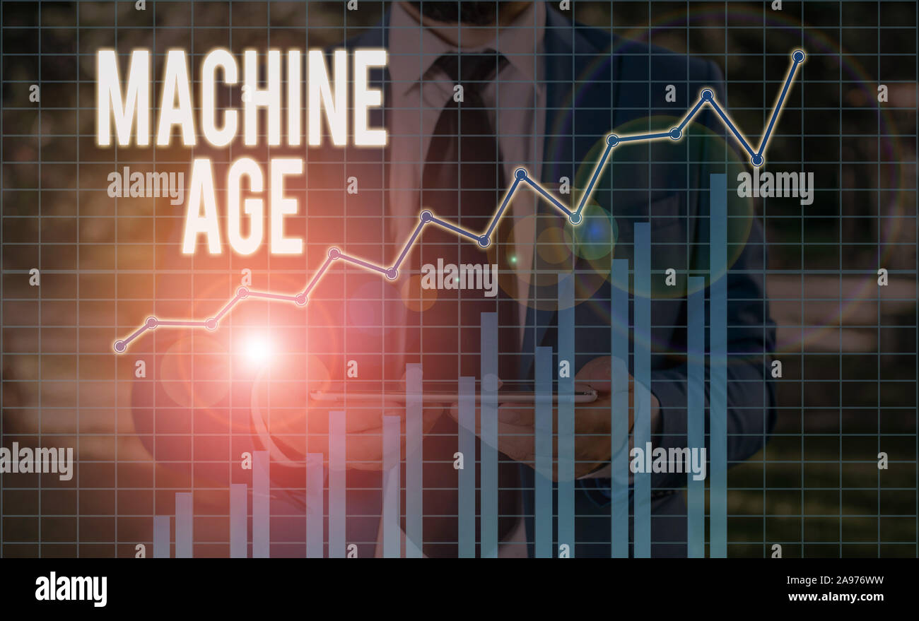 Handwriting text Machine Age. Conceptual photo period of development of ...