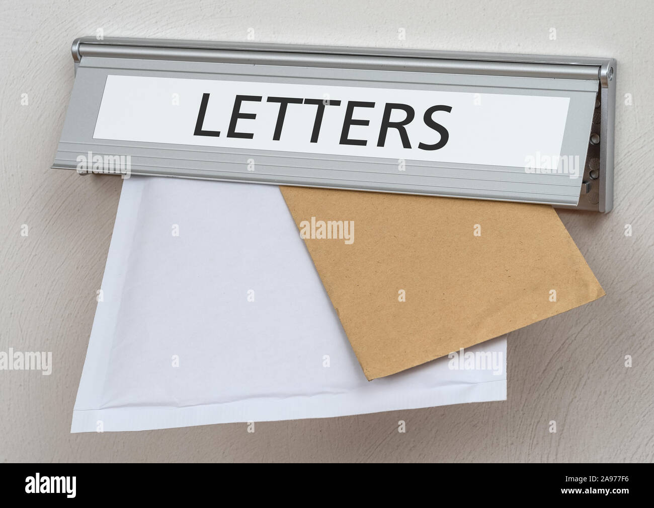 A letterbox with the label Letters Stock Photo - Alamy