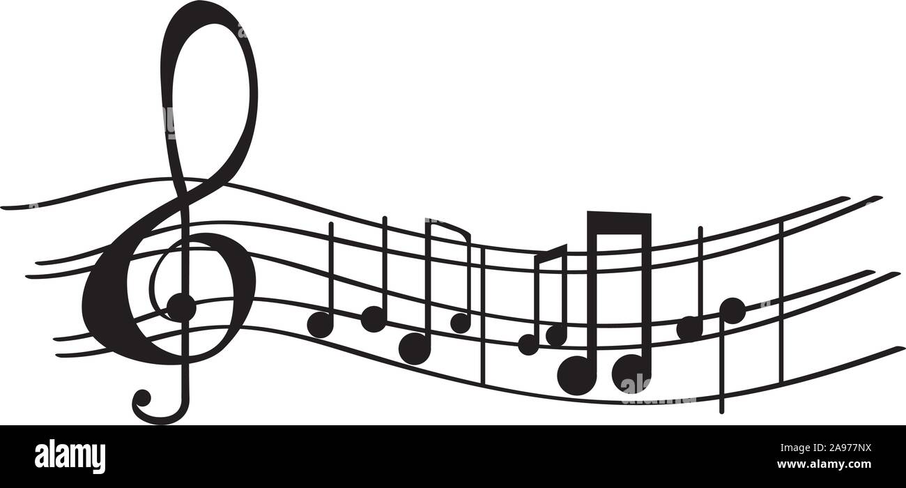 Isolated musical pentagram with musical notes - Vector illustration ...