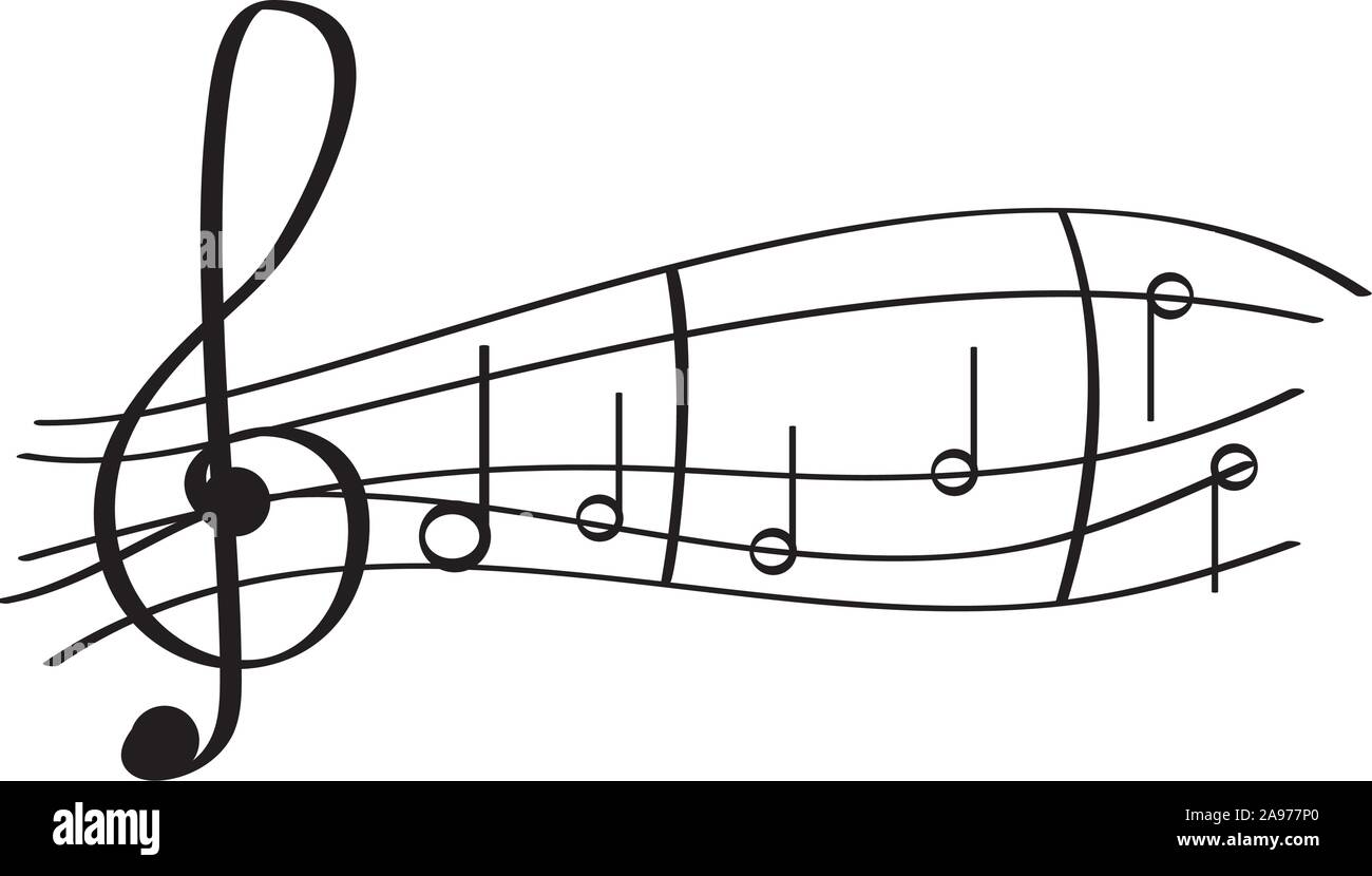 Isolated musical pentagram with musical notes - Vector illustration ...