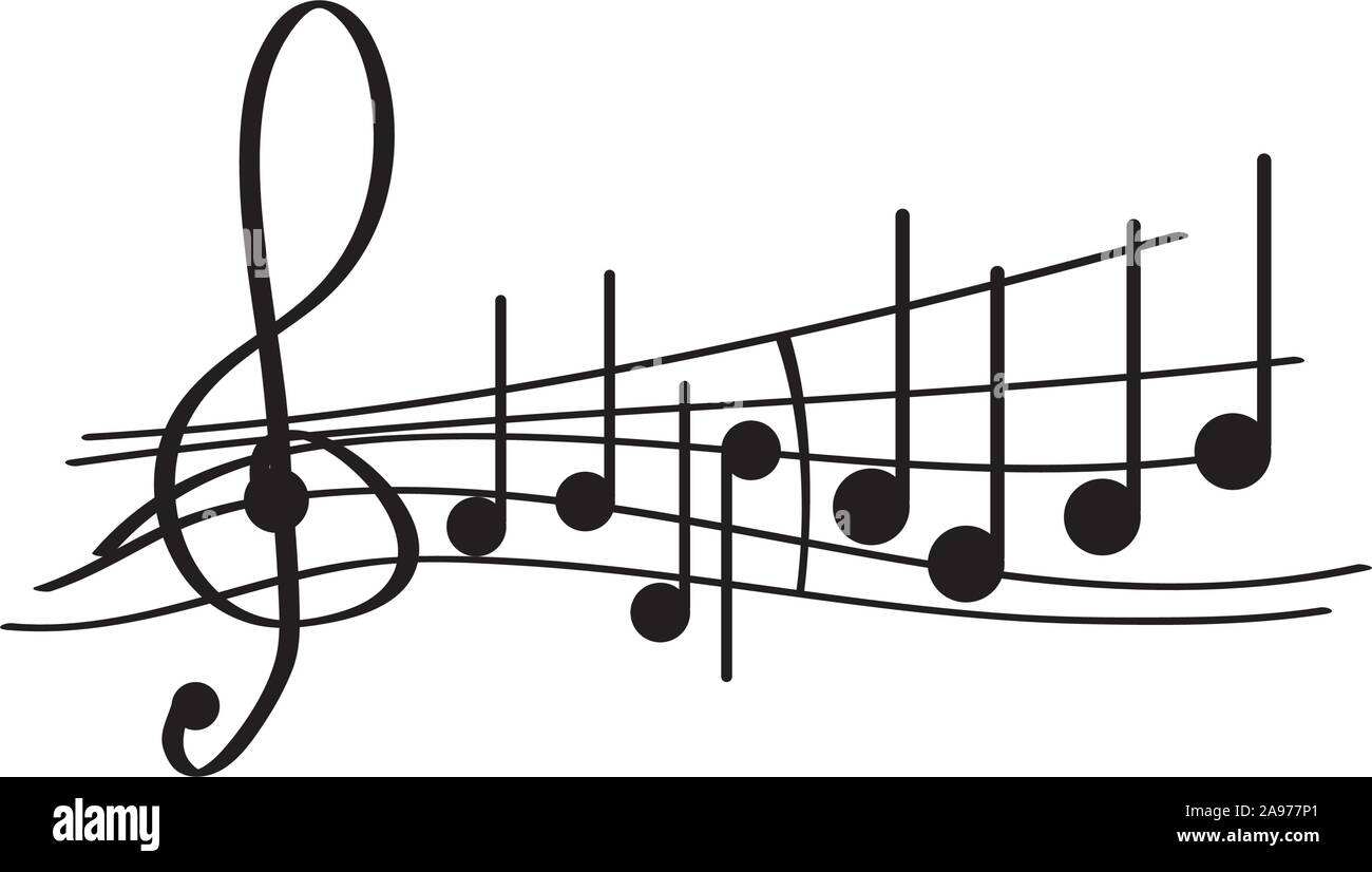 Isolated musical pentagram with musical notes - Vector illustration ...