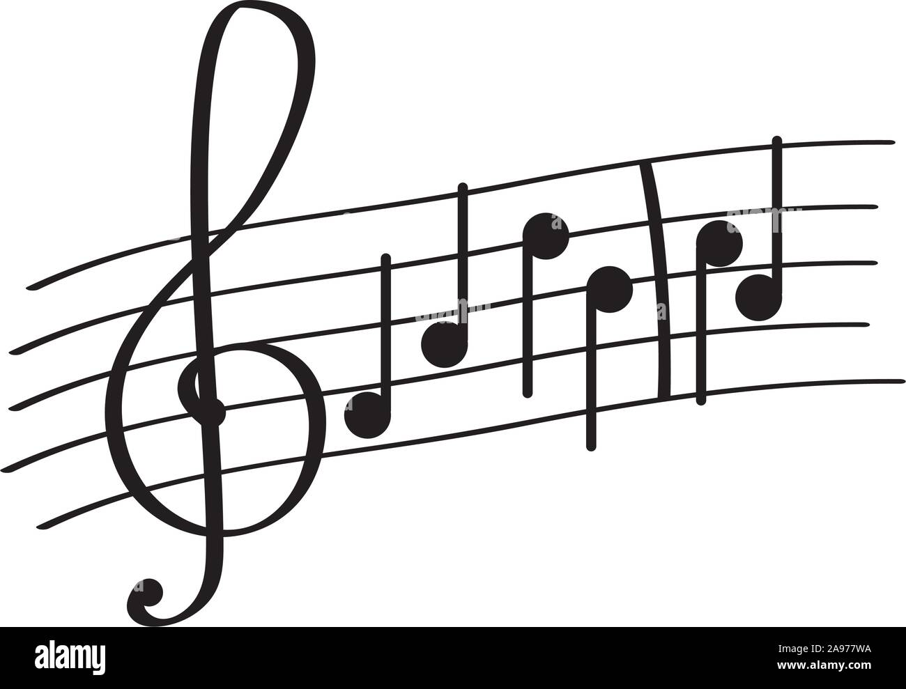 Isolated musical pentagram with musical notes - Vector illustration ...