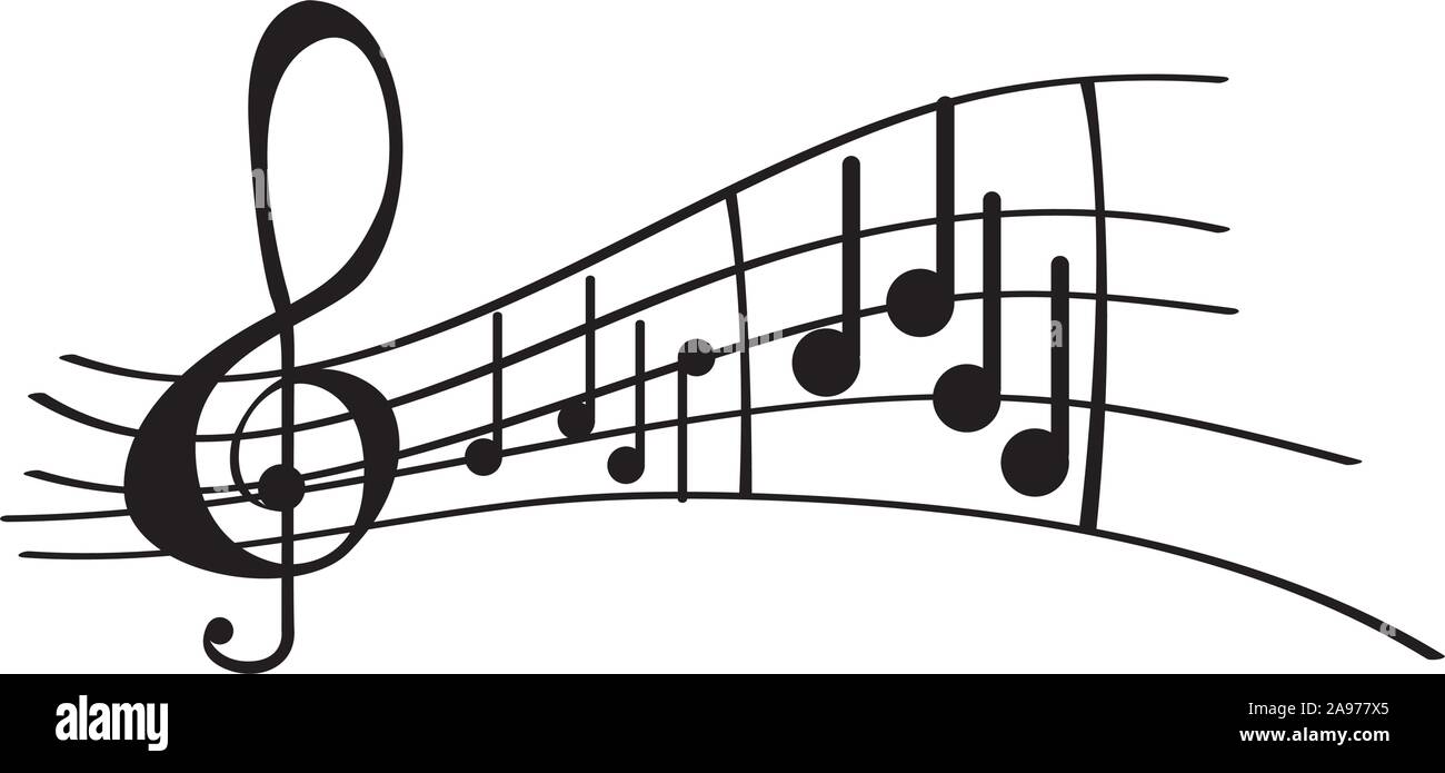 Isolated musical pentagram with musical notes - Vector illustration ...