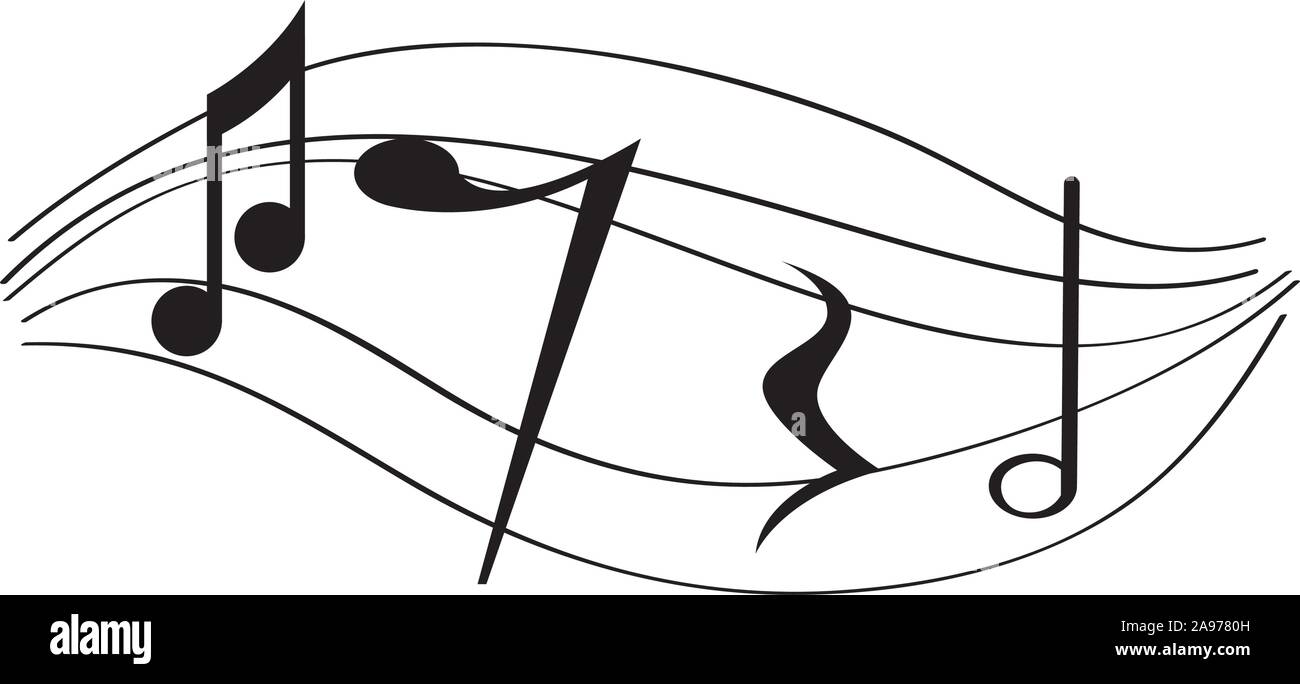 Isolated musical pentagram with musical notes - Vector illustration ...