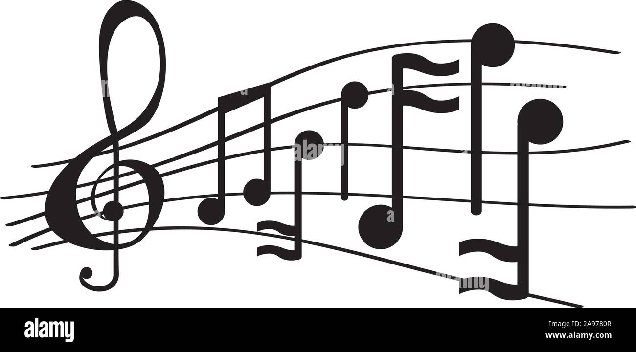 Isolated musical pentagram with musical notes - Vector illustration ...