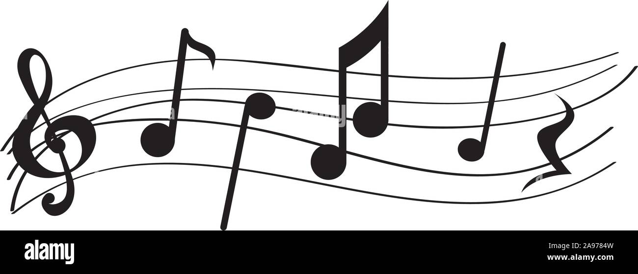 Isolated musical pentagram with musical notes - Vector illustration ...