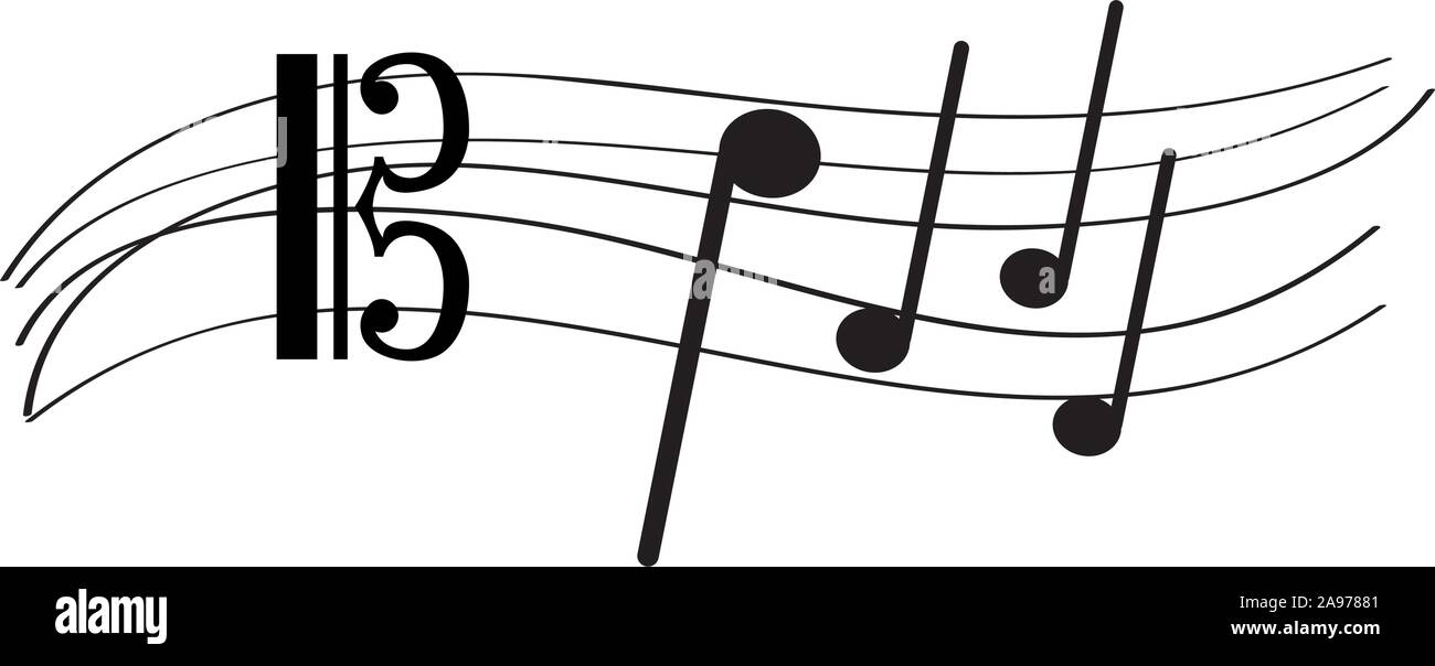 Isolated musical pentagram with musical notes - Vector illustration ...