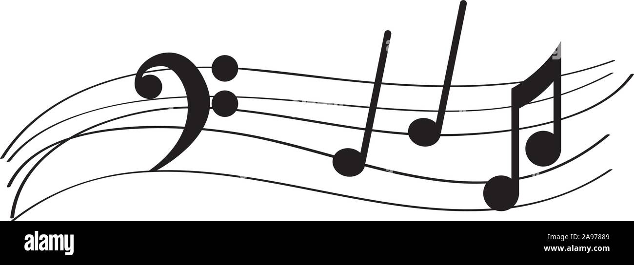 Isolated musical pentagram with musical notes - Vector illustration ...