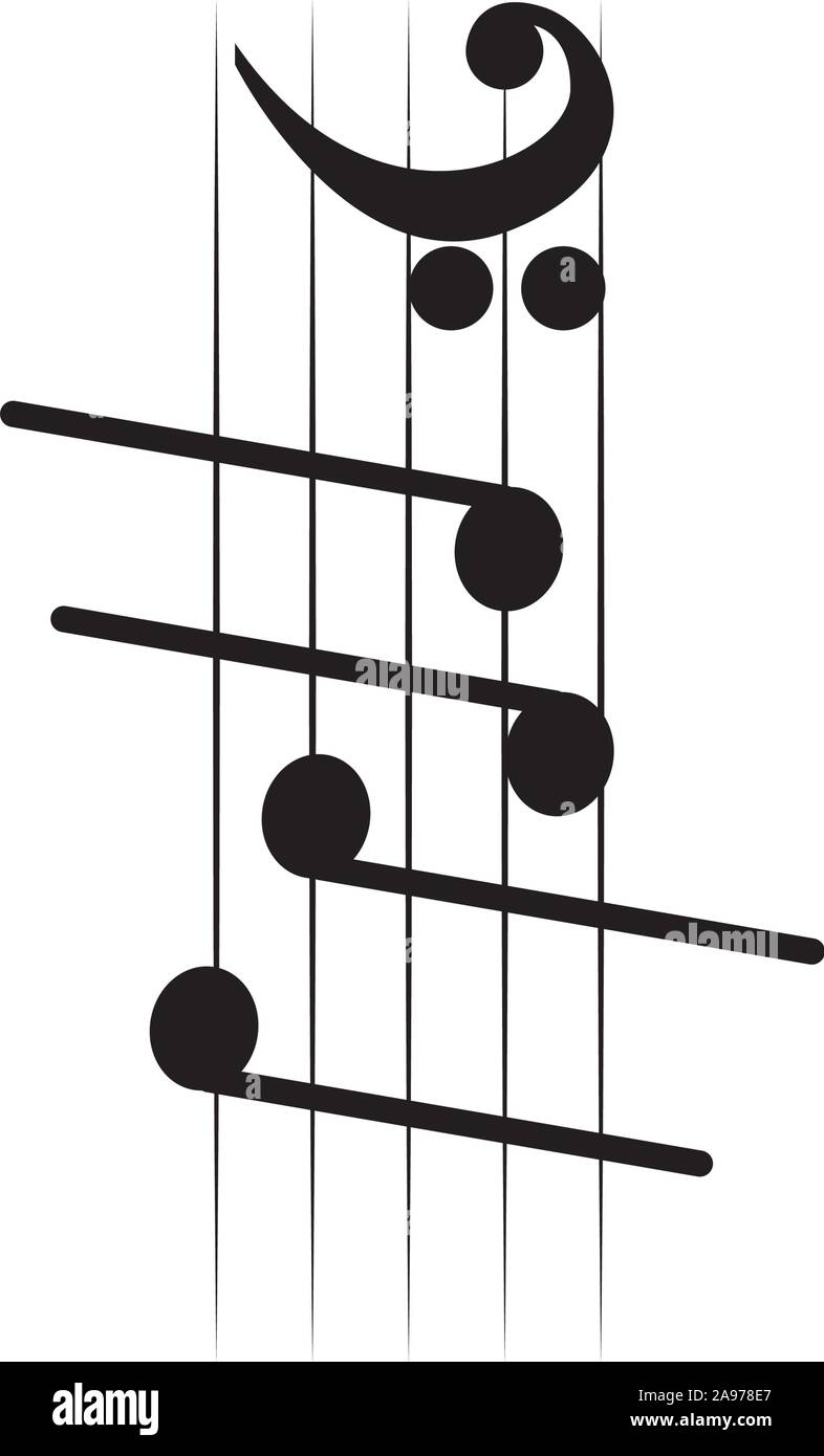 Isolated vertical musical pentagram with musical notes - Vector ...