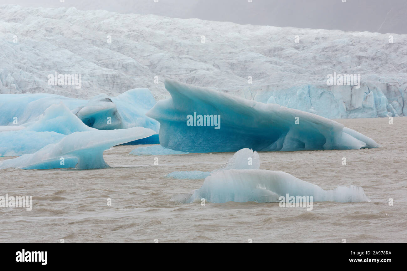 Blue chunks of ice floating at Jokulsarlon glacial lagoon in the ...