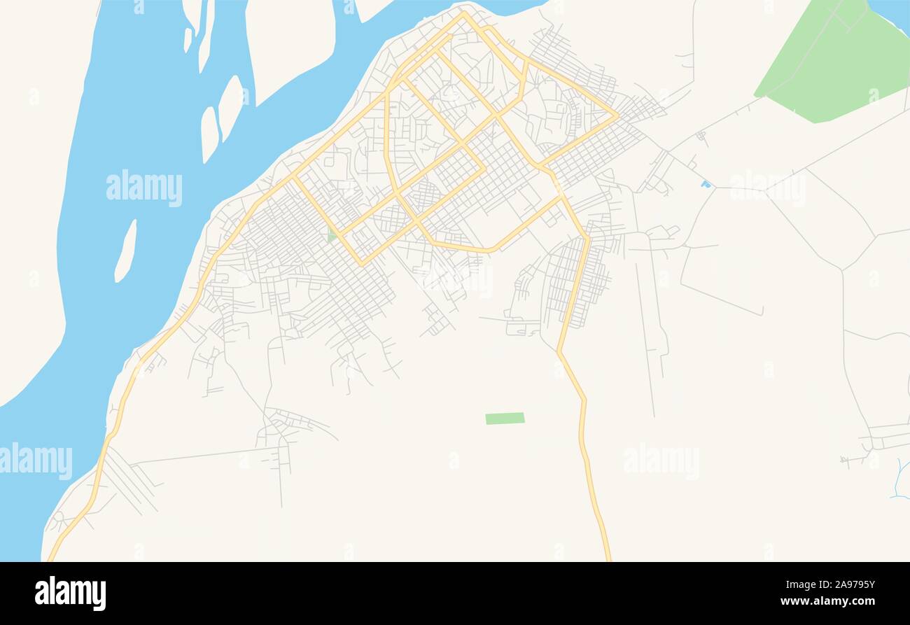 Printable street map of Mbandaka, DR Congo. Map template for business ...