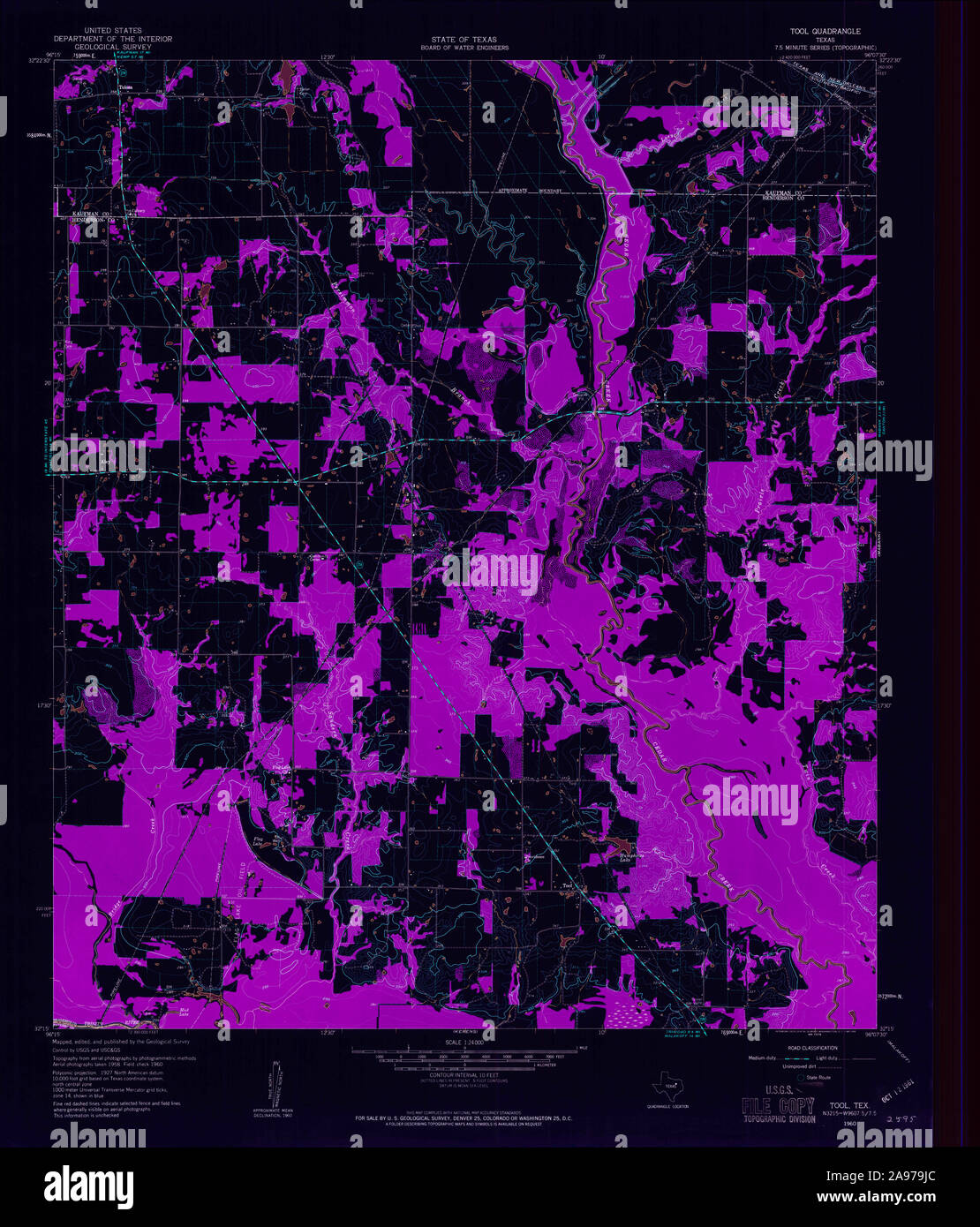 USGS TOPO Map Texas TX Tool 116670 1960 24000 Inverted Stock Photo - Alamy