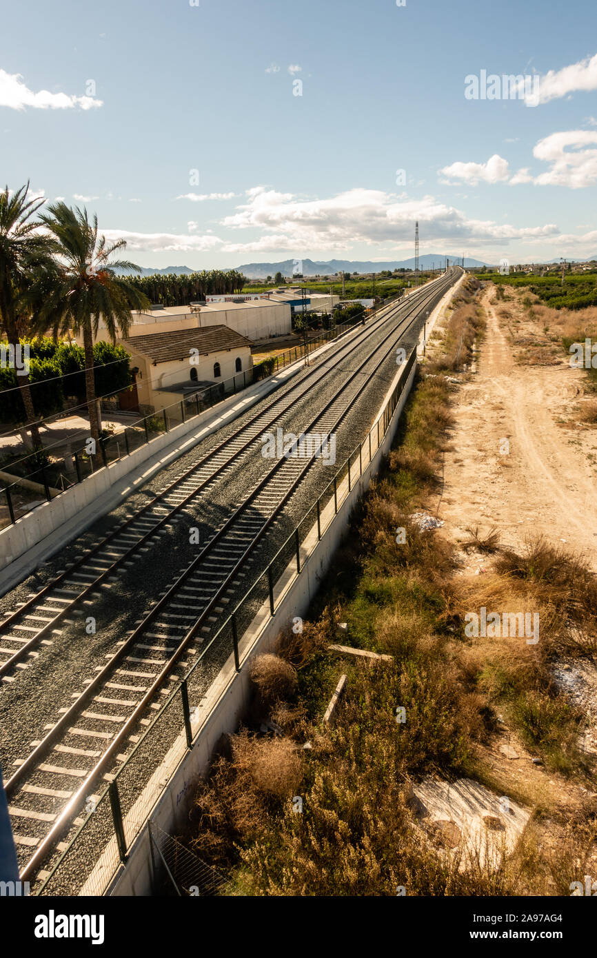 Railway line in Spain Stock Photo - Alamy